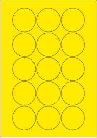 51mm Circle Labels - Standard Matt Yellow Labels - A4 Sheets - 15 Per ...