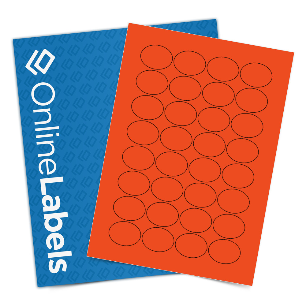40mm x 30mm Oval Labels - Standard Matt Red Labels - 32 Per A4 Sheet ...